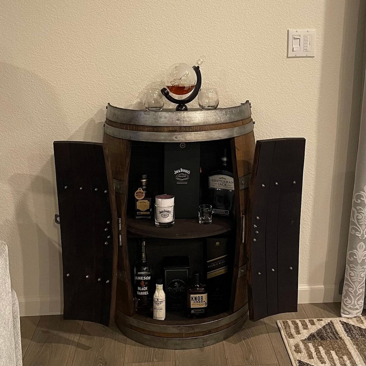 Wine Barrel 1/2 Storage Cabinet | Barrel Dreams Inc.