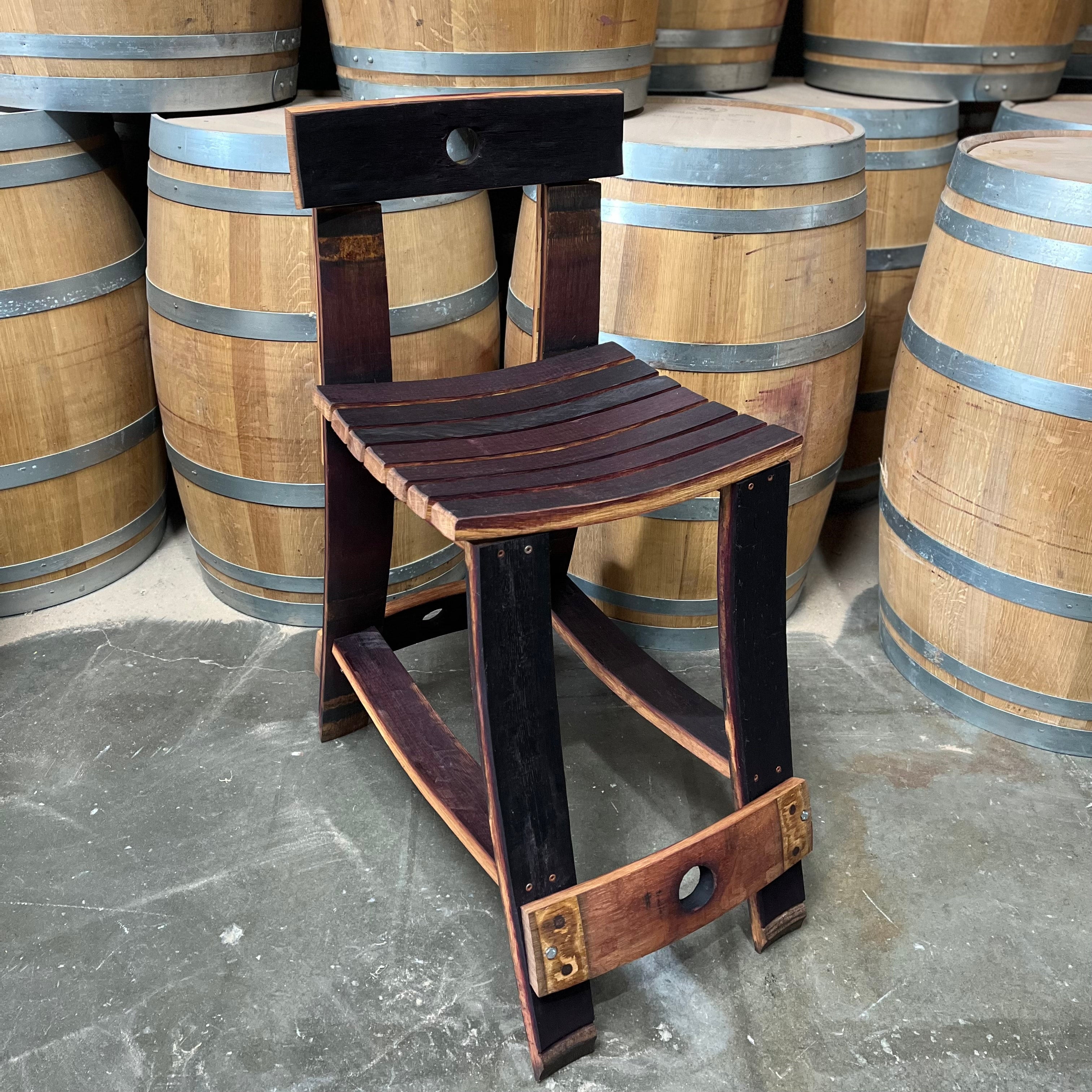 Wine Barrel Bar Stool With Back | Barrel Dreams Inc.