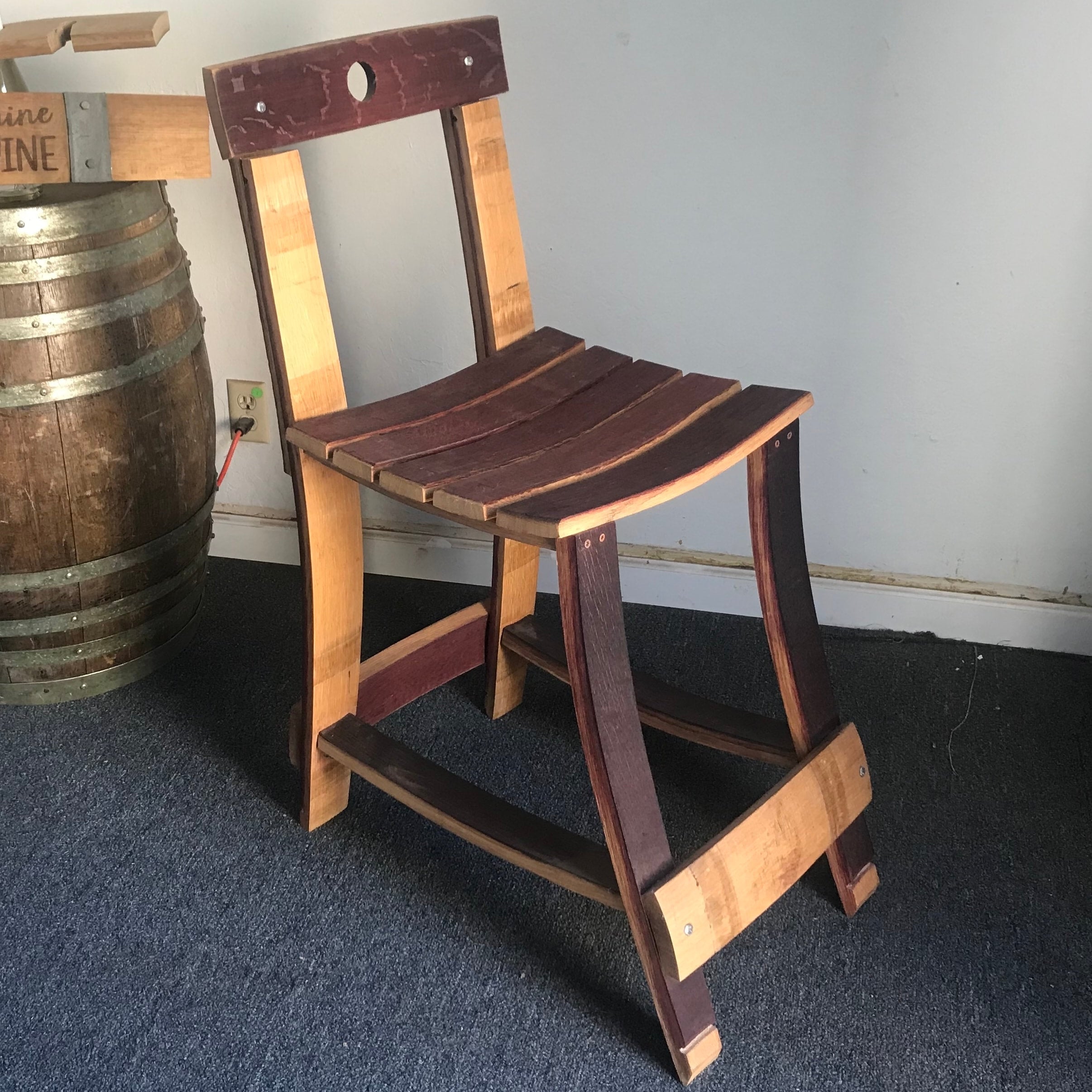 Wine Barrel Bar Stool With Back | Barrel Dreams Inc.