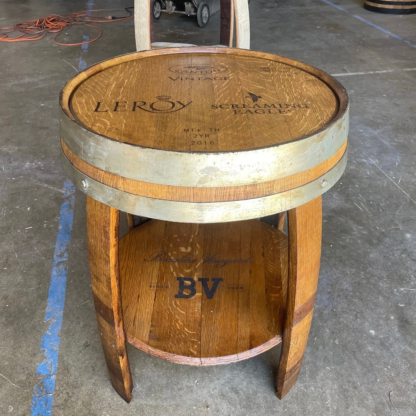 Double Ring Double Shelf Table | Barrel Dreams Inc.