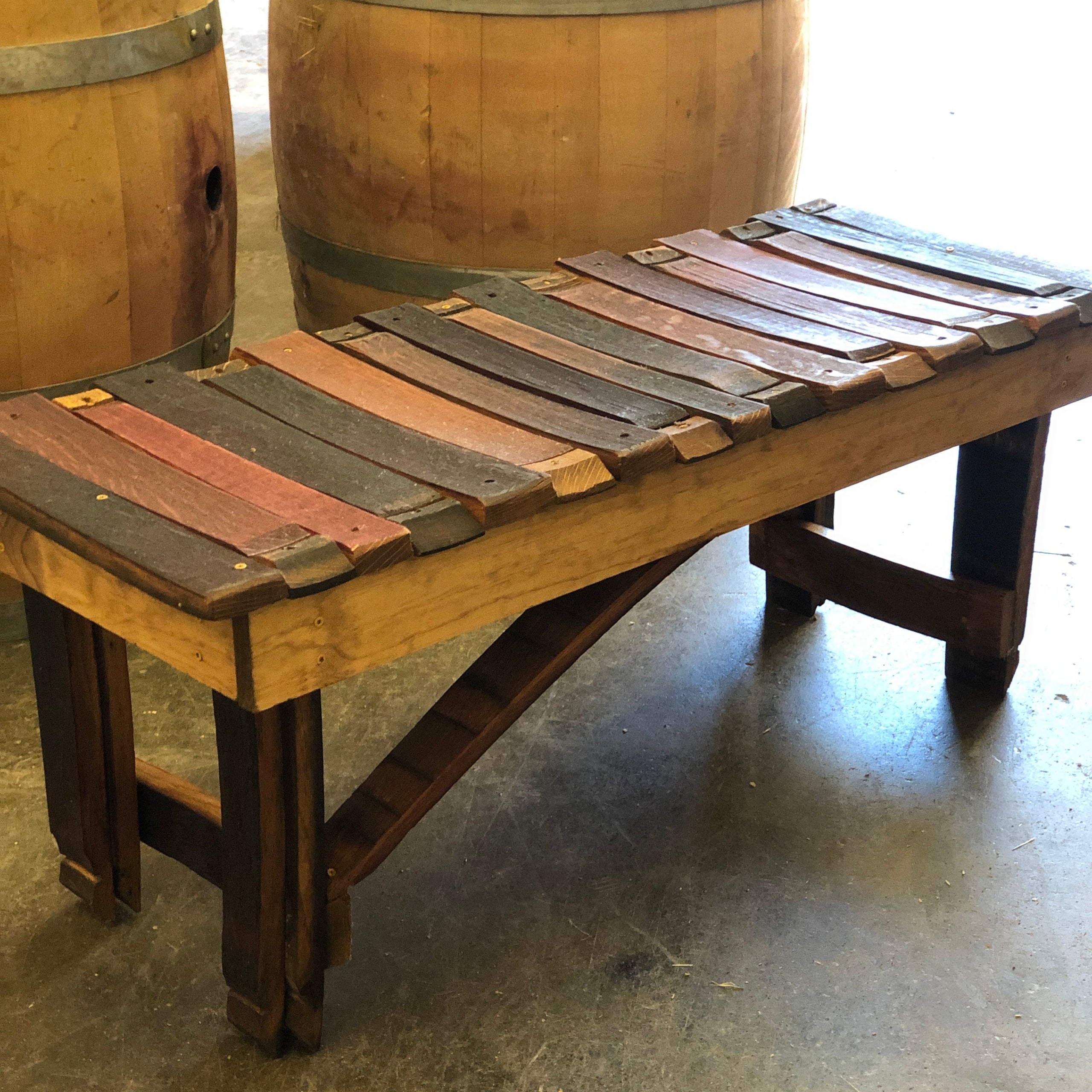 Wine Barrel Long Bench | Barrel Dreams Inc.
