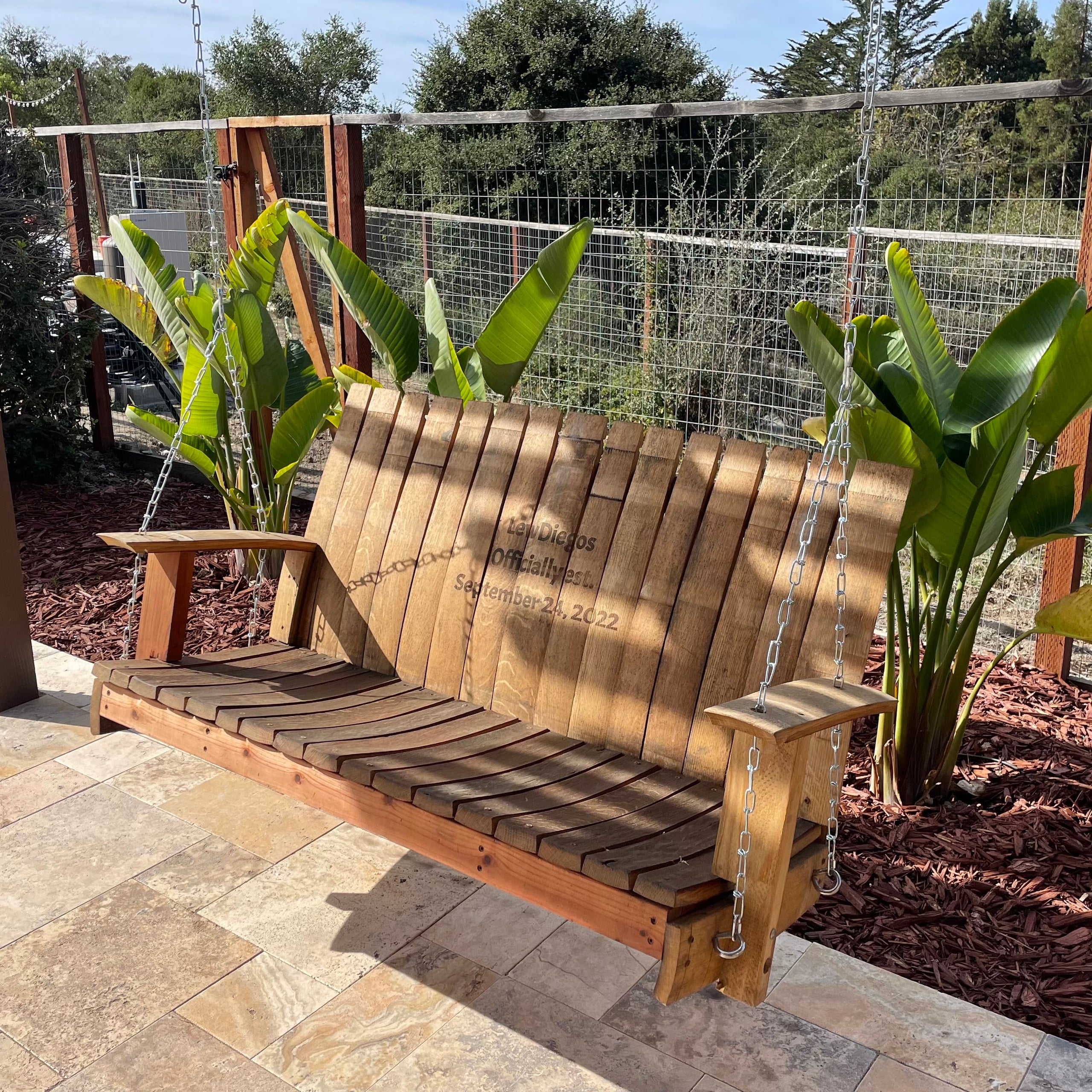 Wine Barrel Swing Bench | Barrel Dreams Inc.